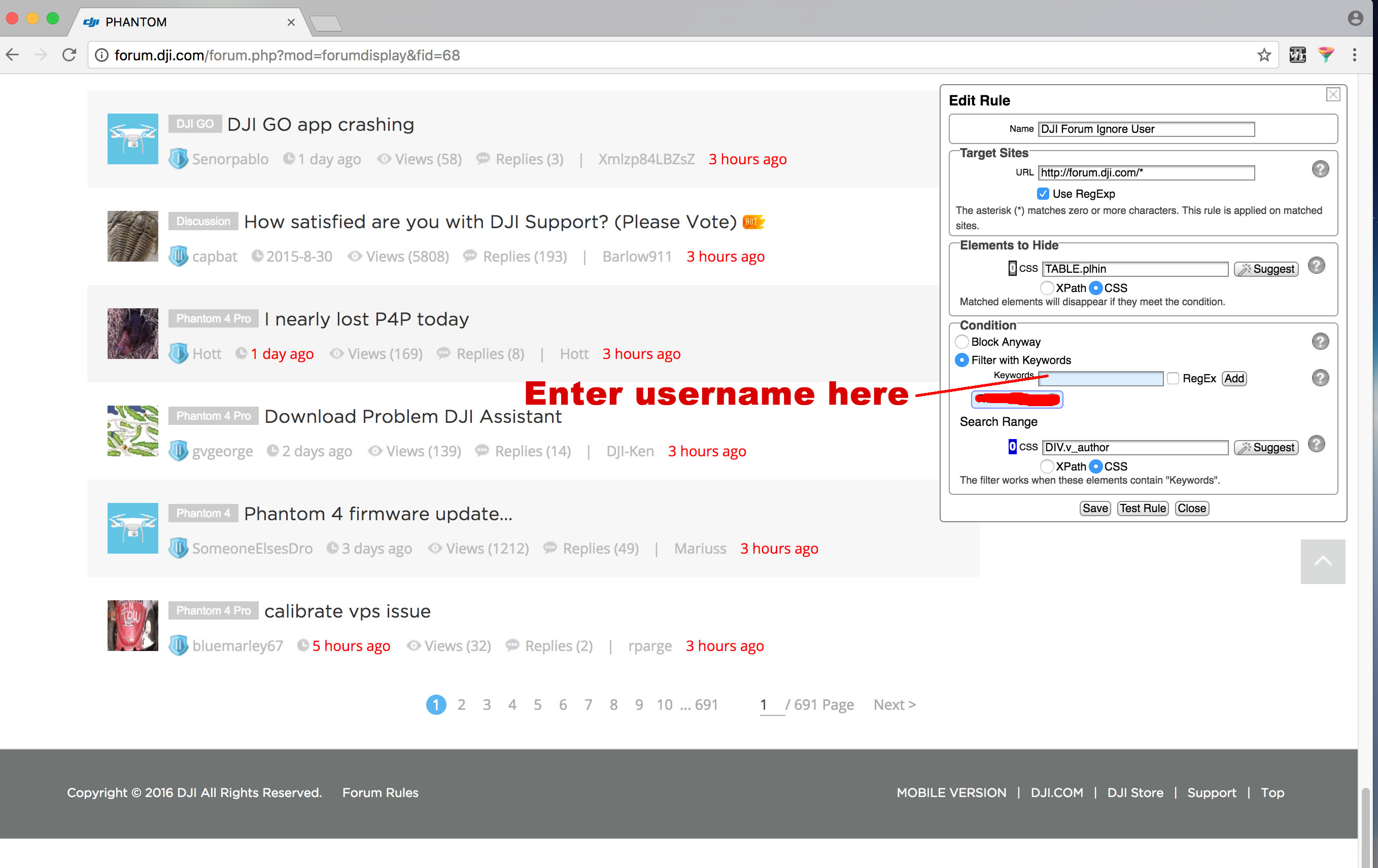 Block / ignore users in DJI Forum-chrome only | DJI FORUM